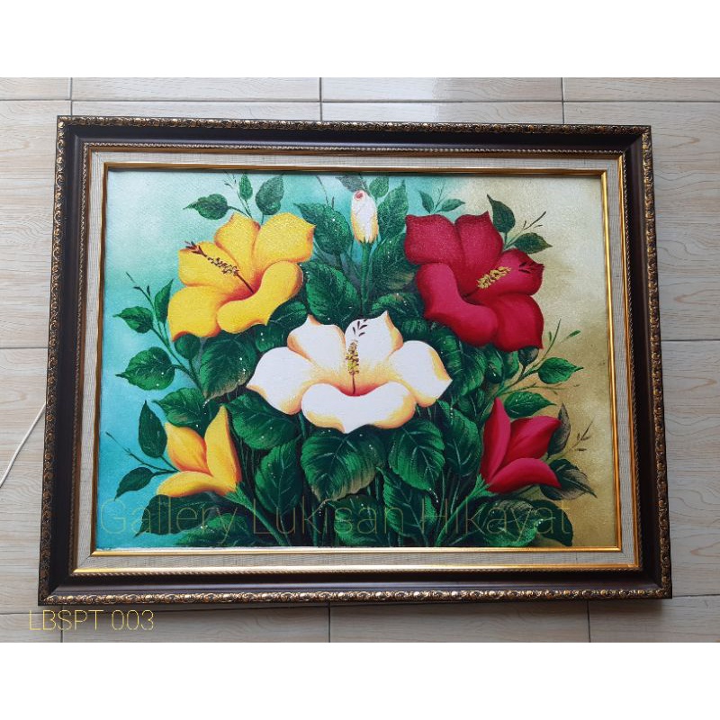 Jual Lukisan Bunga Sepatu (lukisan aja tanpa bingkai) | Shopee Indonesia