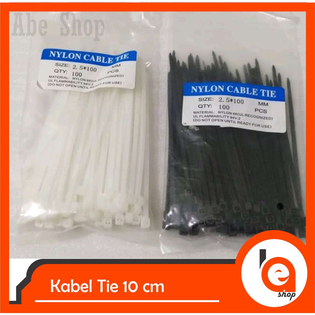 Jual Kabel Tie 10 cm Nylon Cable Hitam Putih Kabel Ties 2.5 x100 ...