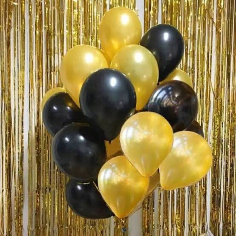Jual Balon Latex Metalik Hitam Gold Isi 10 Pcs Ukuran 12 inc | Shopee ...