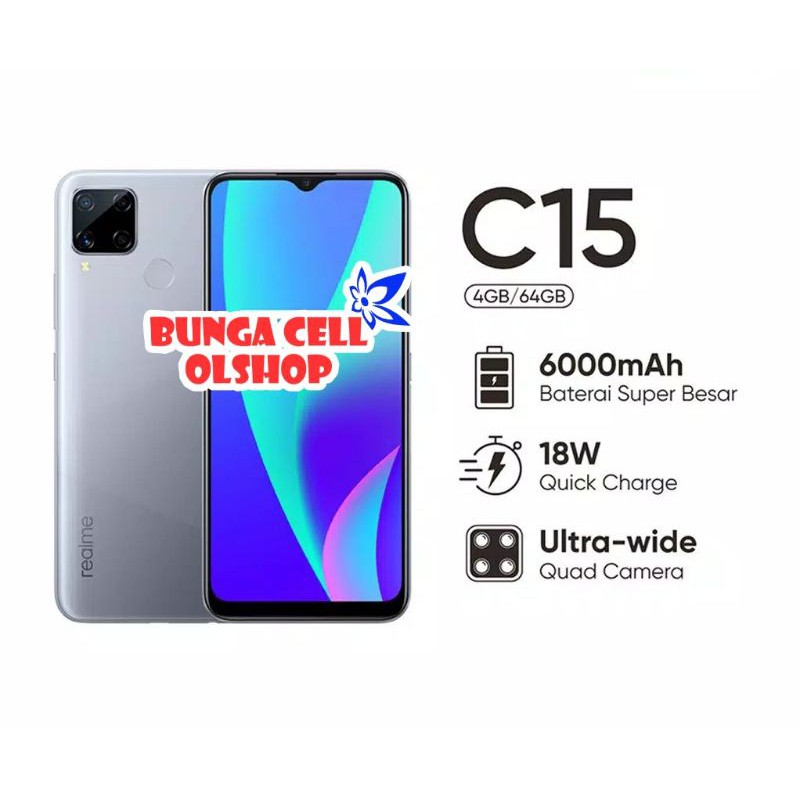 Jual Realme C15 Ram 4/64GB Garansi resmi 1 tahun 6000mAh 18W quick ...