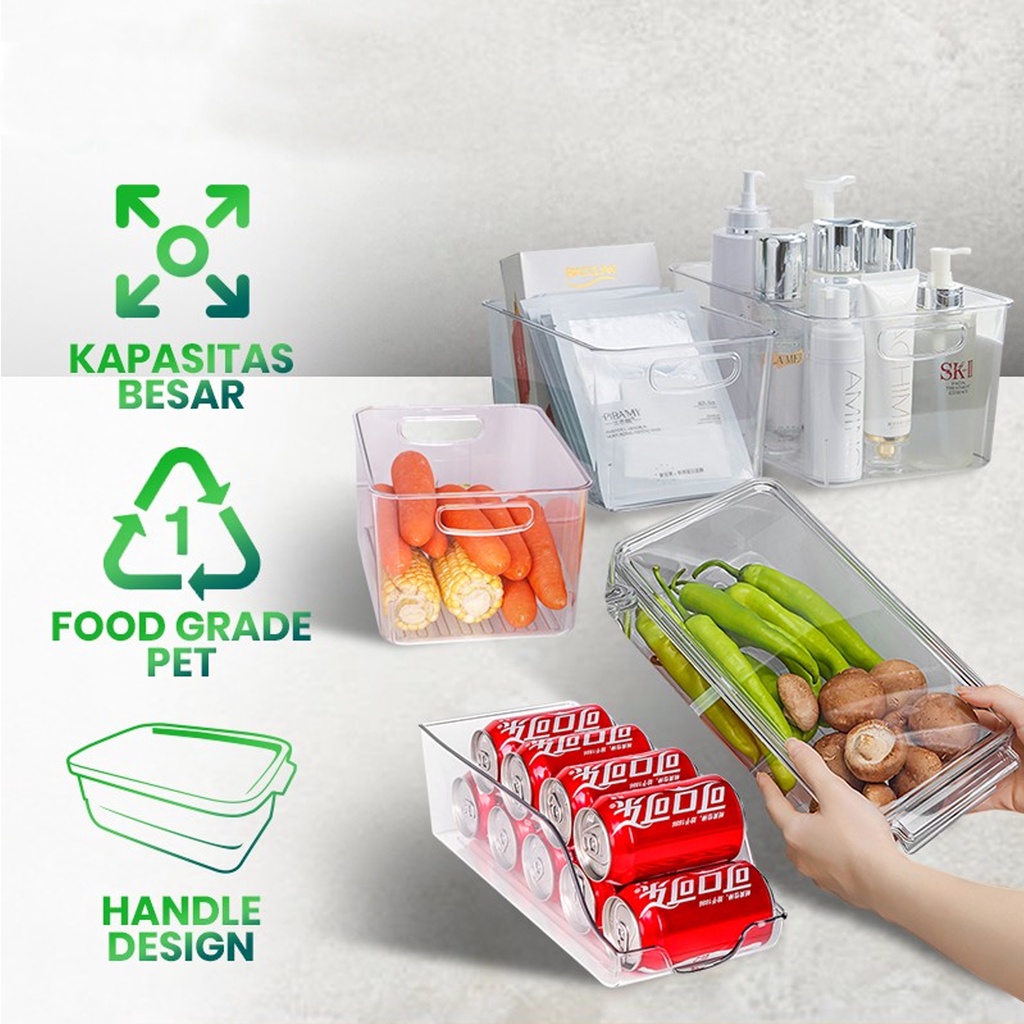 Jual KOTAK KONTAINER TRANSPARAN STORAGE KULKAS MULTIFUNGSI RAK KULKAS ...