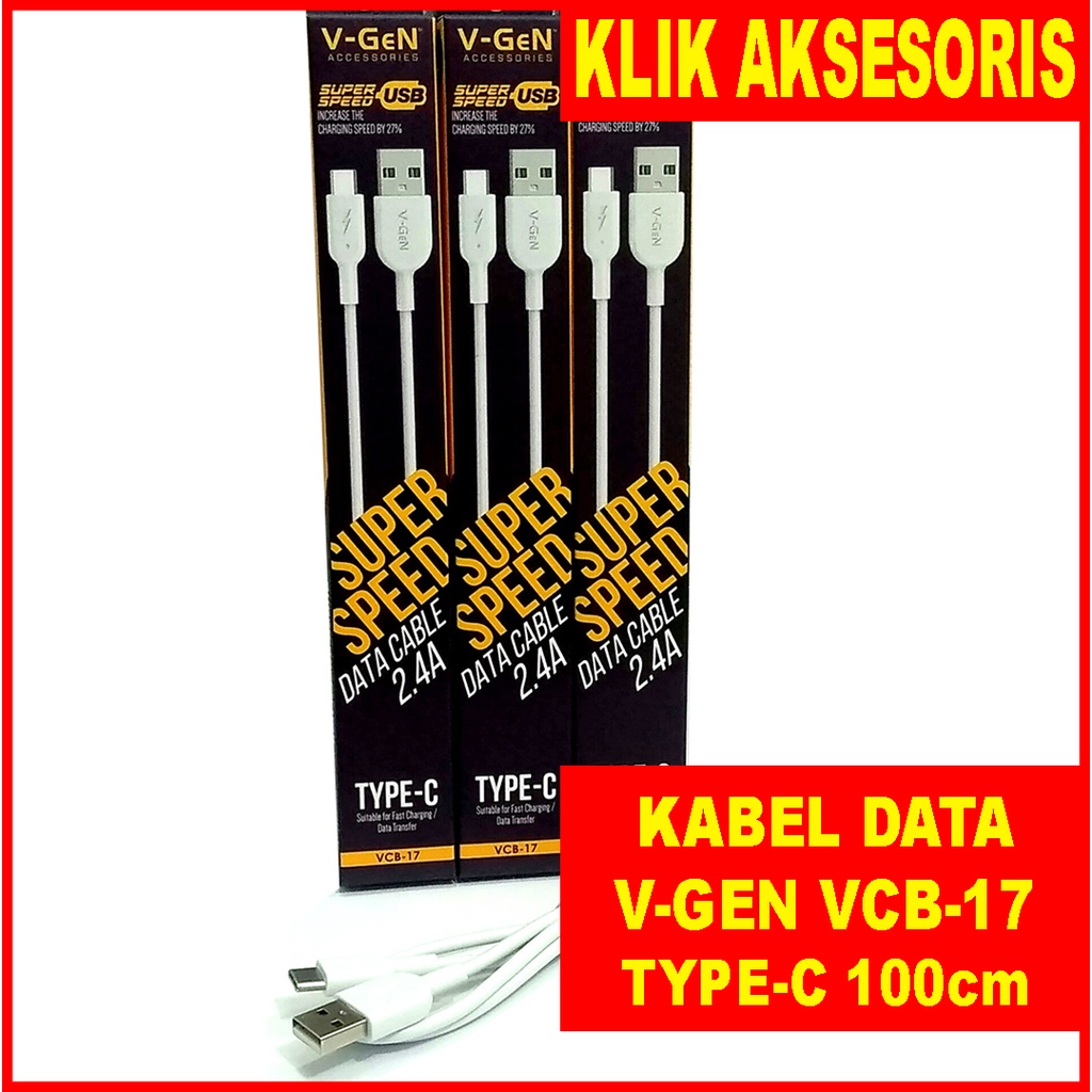 Jual V-GeN VCB-17 CABLE DATA TYPE-C 2.4A Kabel Charger VGEN Type C 1 ...