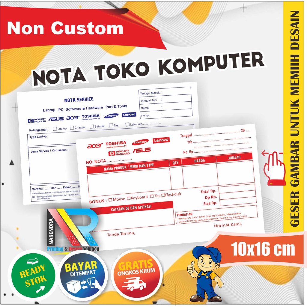 Jual Nota Toko Komputer Siap Pakai | 3 Desain: Servis, Penjualan Laptop ...