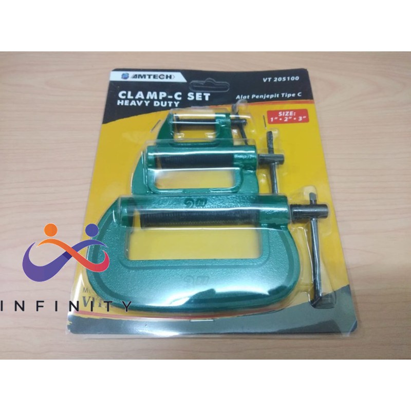 Jual AMTECH ORANGE KLEM C SET 3 PCS - CLAMP C SET PENJEPIT CATOK KAYU 1 ...