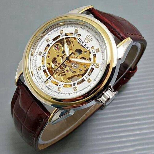 Jual Jam Tangan Pria Kulit Rolex Automatic Premium Skeleton ( Tanpa ...