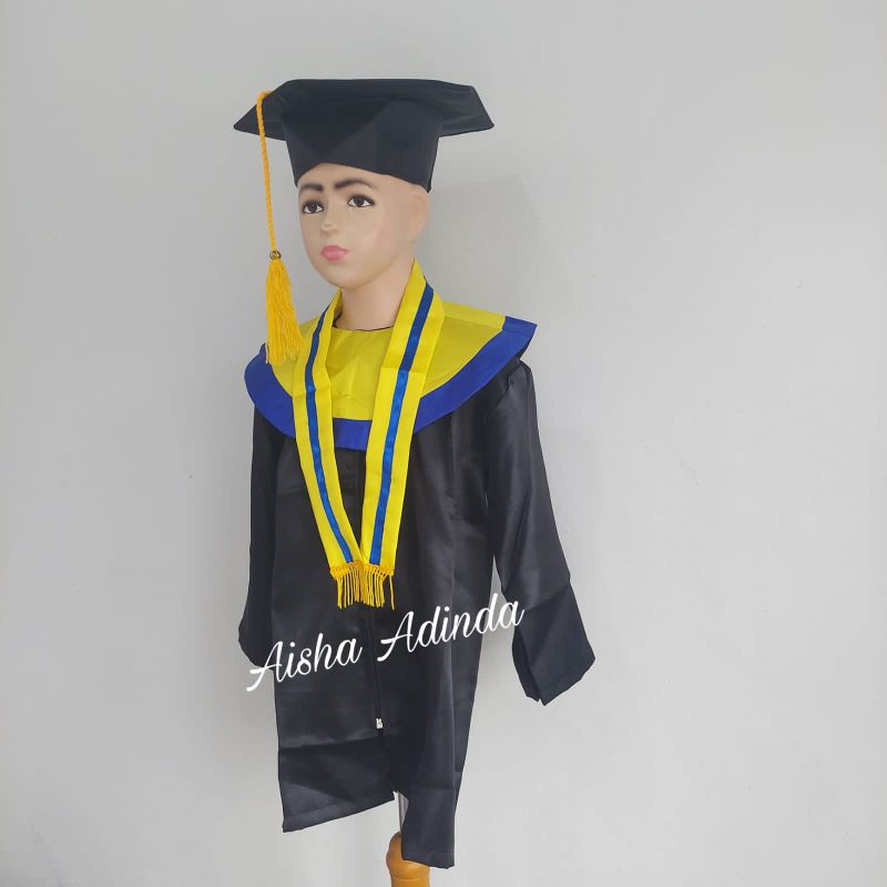 Jual BAJU TOGA WISUDA ANAK TK PAUD KUNING LIST BIRU ORIGINAL | Shopee ...