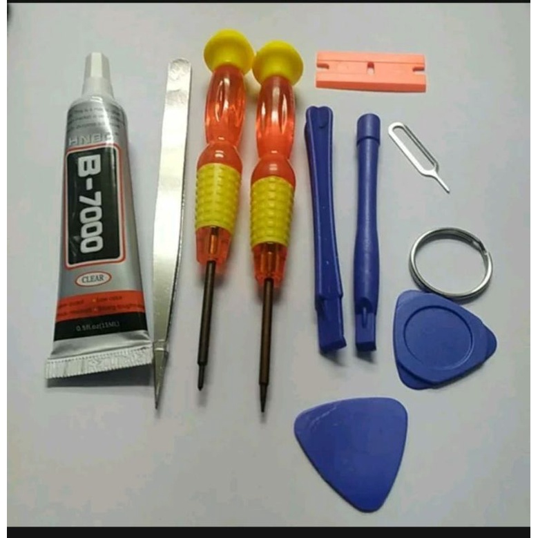 Jual OBENG PEMBUKA LCD CASING SET 10 IN 1 PLUS LEM B7000 15 ML | Shopee Indonesia
