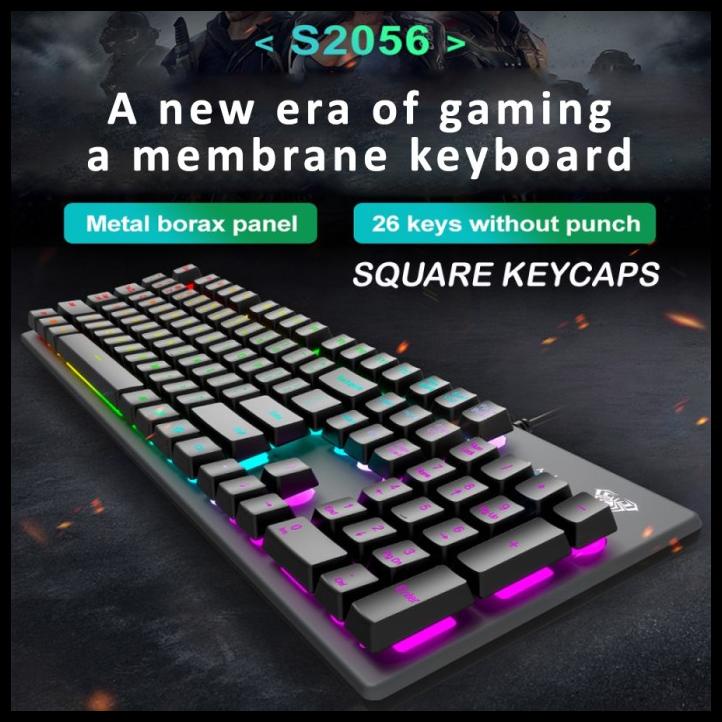 Jual Keyboard Gaming Membrane Aula S-2056 Square- New Led R -Macro ...