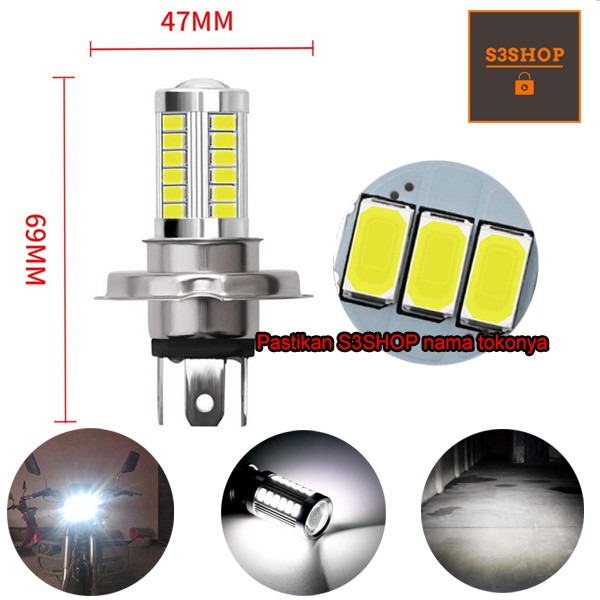 Jual Lampu LED H4 Headlamp Foglamp 33 SMD 12V Mobil Motor Putih ...