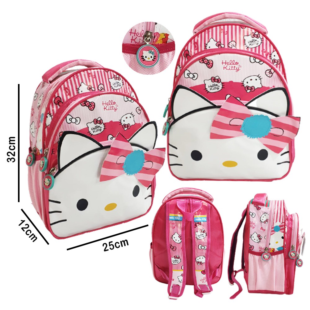 Jual Tas Ransel Anak Sekolah PEREMPUAN TK / PAUD Gambar Kartun KUCING PITA COIN Bahan Kain ...
