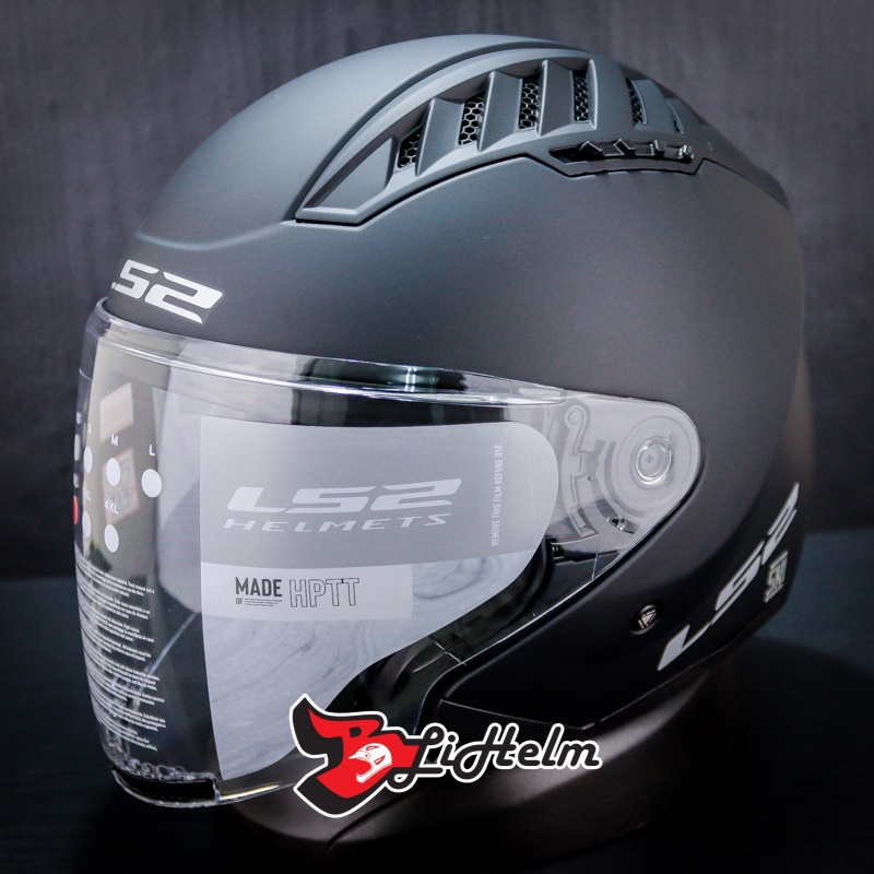 Jual HELM LS2 OF600 COPTER MATT BLACK | DOUBLE VISOR | HALF FACE HELMET ...