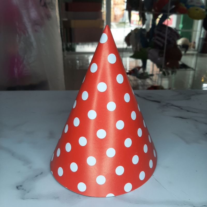 Jual Topi ulang tahun Kerucut topi ultah Kecil dan besar polkadot garis ...