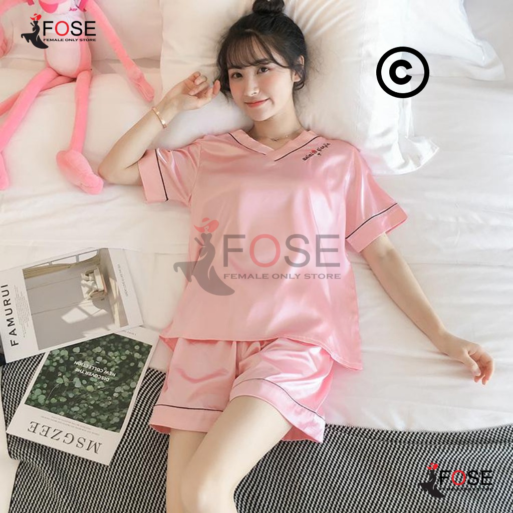 Jual Baju Piama Wanita Piyama Pajamas Set Pendek Tidur Satin Wanita ...