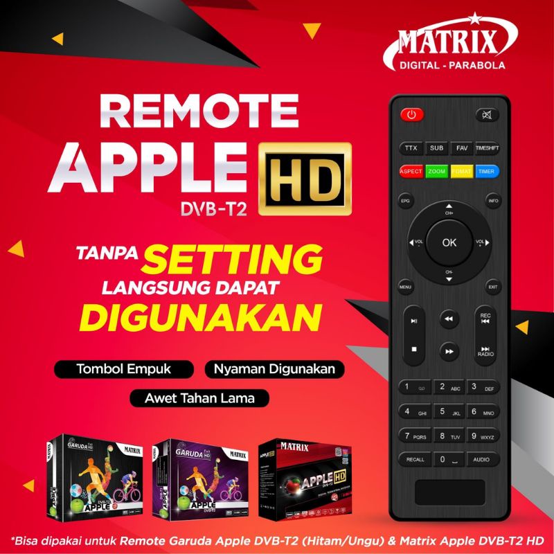 Jual REMOT RECIEVER DVB T2 MATRIX APPLE HD MERAH | Shopee Indonesia