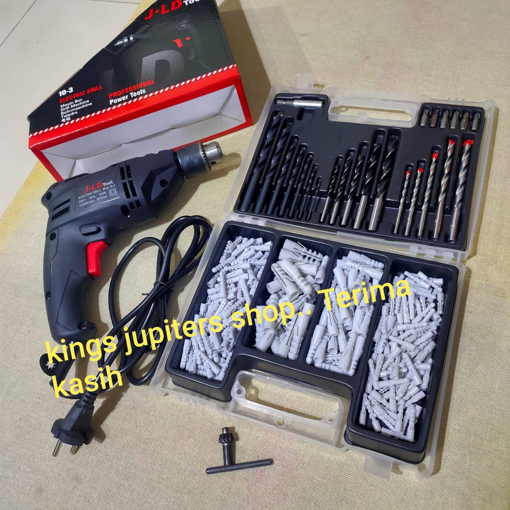 Jual 2PC JLD MESIN BOR 10MM BESI KAYU + MATA BOR SET DINDING BESI KAYU ...