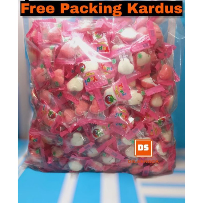 Jual permen yupi strawberry kiss 1kg yupi pink los agen jajan snack ...