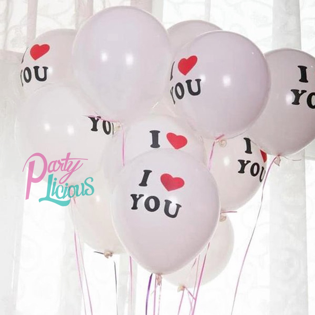 Jual Balon Latex i love you 12 inch ( pack isi 10 pcs ) | Shopee Indonesia