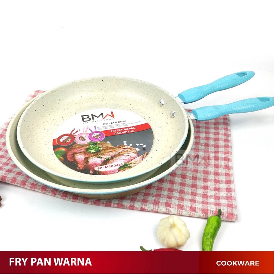 Jual Teflon Set 2pcs TRI J Frypan Marble Fry Pan BMW Warna Wajan Anti ...