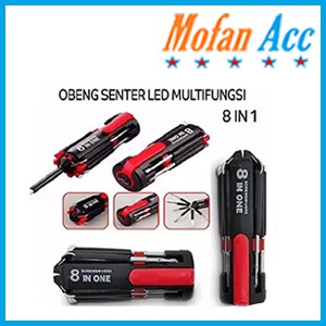 Jual Obeng Senter LED 6in1 Lampu Flashlight Magnet Sekrup Besar Kecil Baja ABS Mini Multifungsi ...