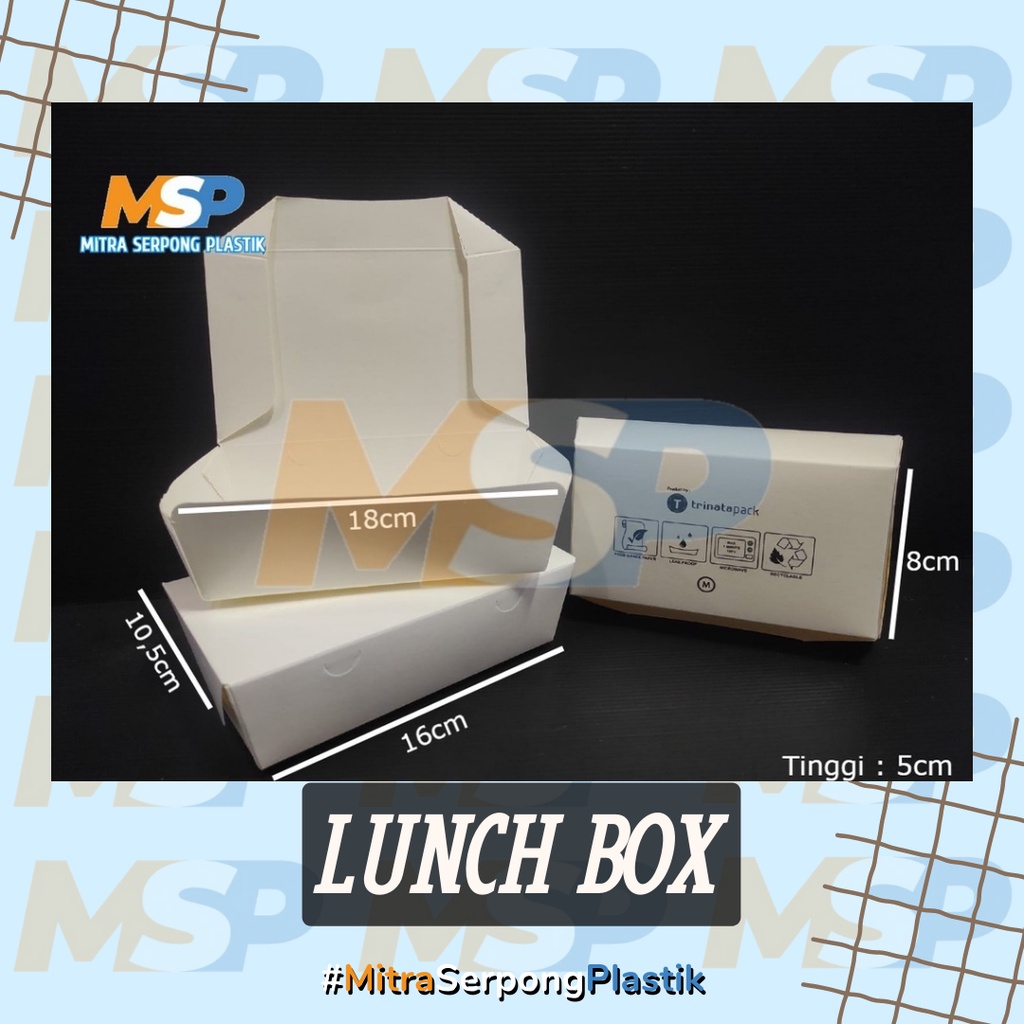 Jual MSP ~ LUNCH BOX | BOX PAPER PUTIH M&L *50PCS | Shopee Indonesia