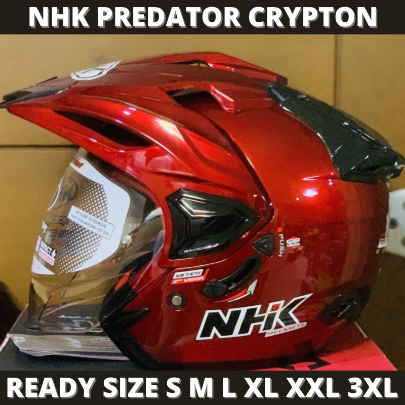 Jual Helm NHK Predator Crypton Solid Red Maroon Merah Marun Double ...