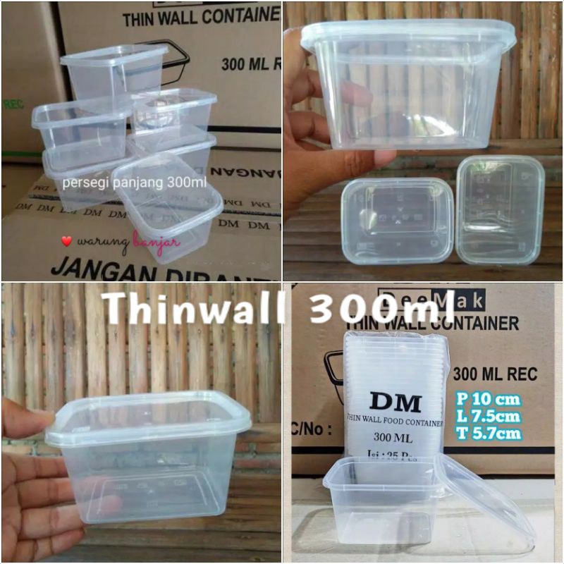 Jual Thinwall Reqtangle 300ml isi 10 pcs Thinwall persegi 300ml Dessert ...