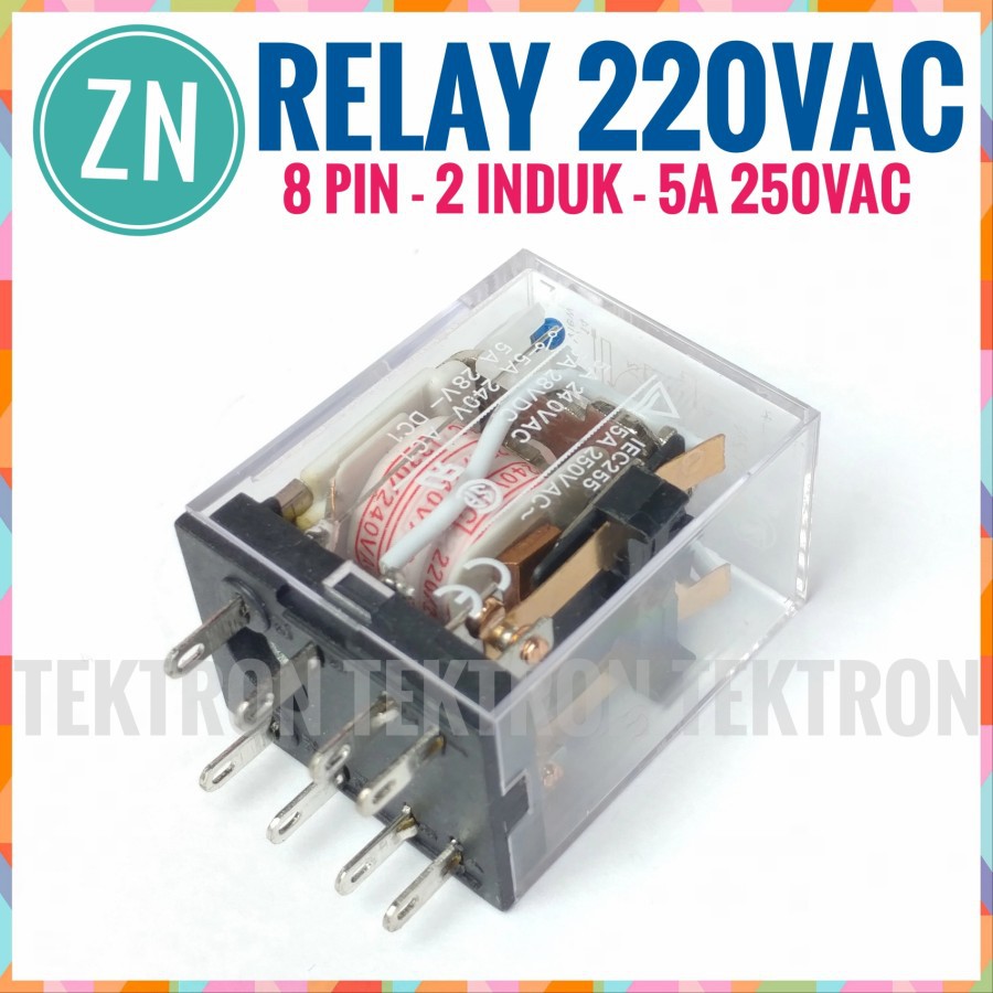 Jual ZN Relay 220V 8pin 2 induk 5A 250VAC 220VAC 8p MY2 MY2N | Shopee ...
