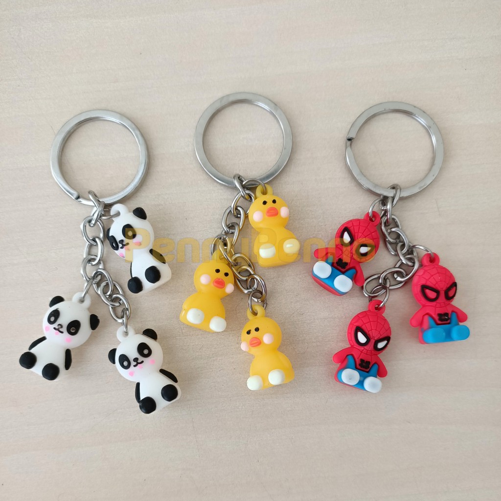 Jual Gantungan Kunci 3 Cabang Panda, Spidermen, Hello Kitty, Brown ...