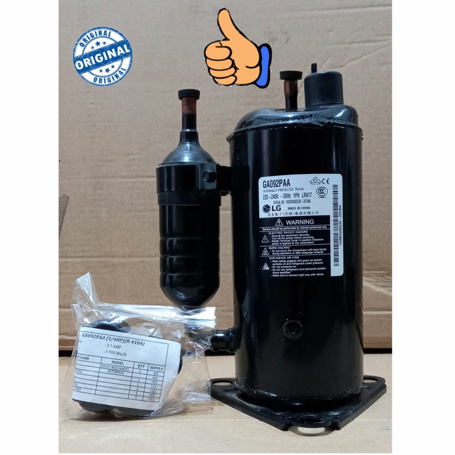 Jual LG Compressor AC R-410A - GA-092PAA 3/4 HP 220 - 240 Volt (Rotary ...