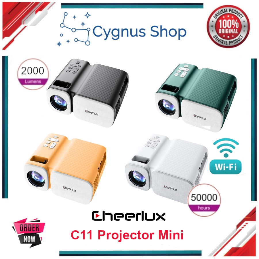 Jual CHEERLUX C11 Portable Mini Projector WiFi Multimedia With LED 2000 ...