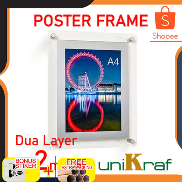 Jual Acrylic poster frame / Bingkai display poster dinding ukuran A4 ...