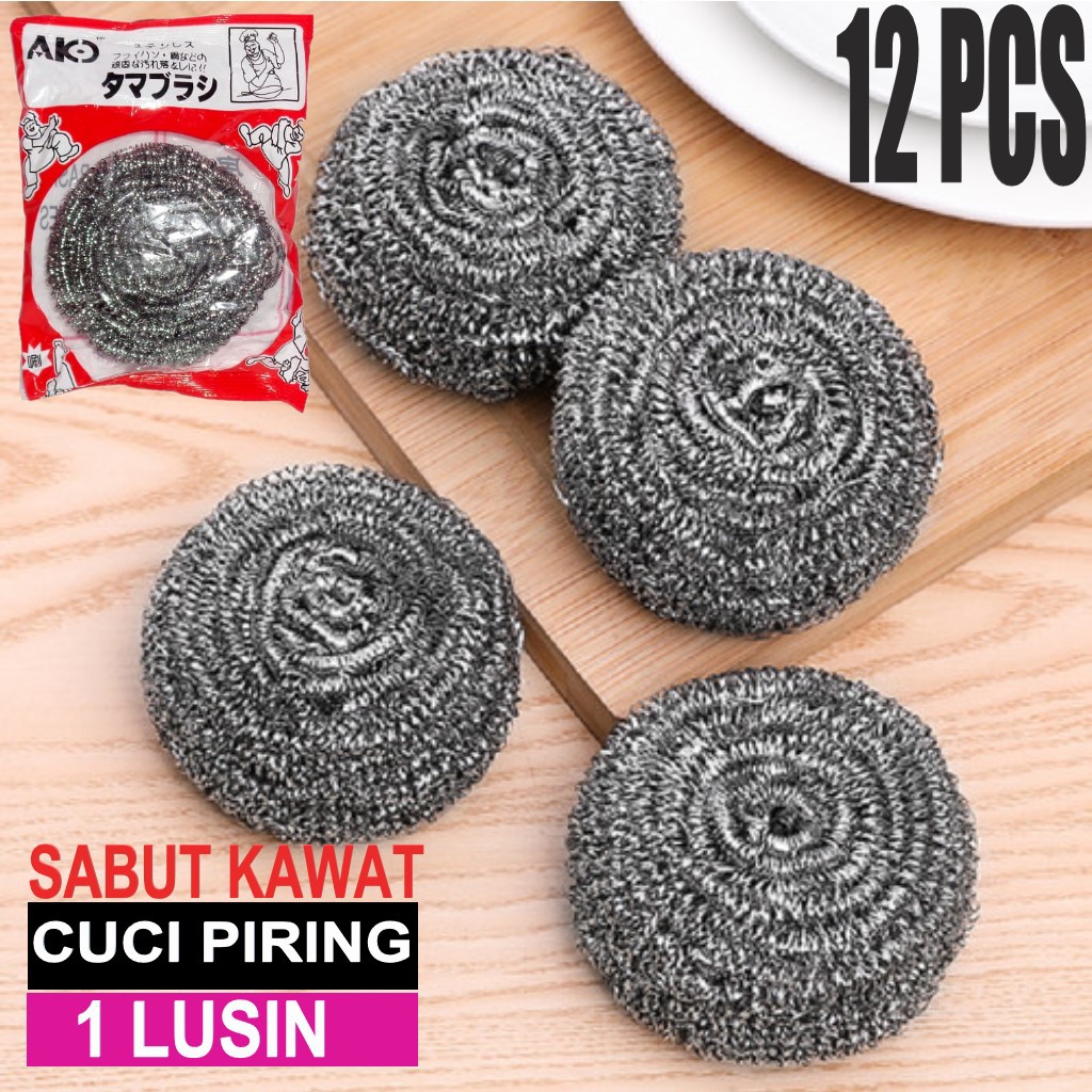 Jual ( 1 LUSIN ) Sabut Kawat Stainless Cuci Piring / Spons Kawat ...