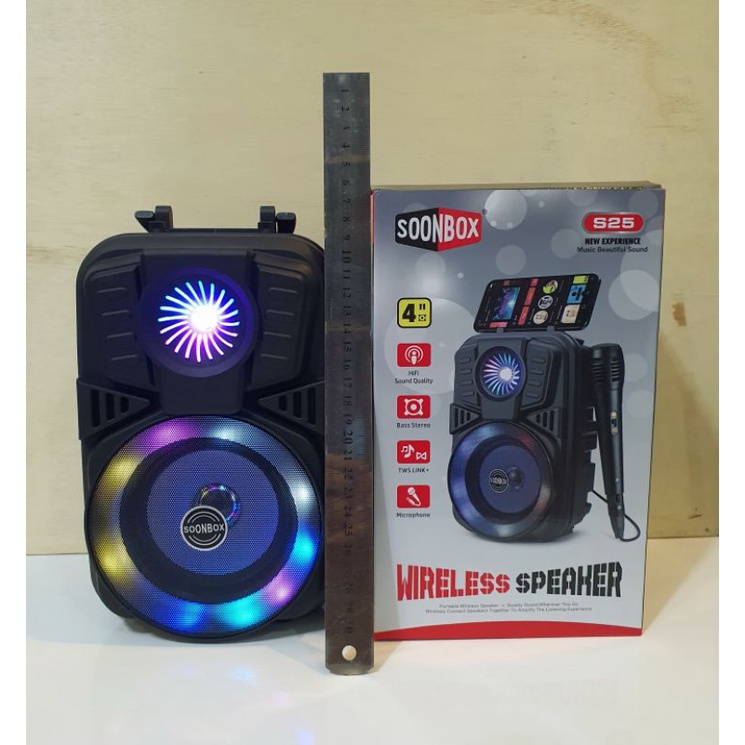 Jual SPEAKER SOONBOX WIRELESS S25 + MIC 4 INCI ( SUARA NY MANTAP ...
