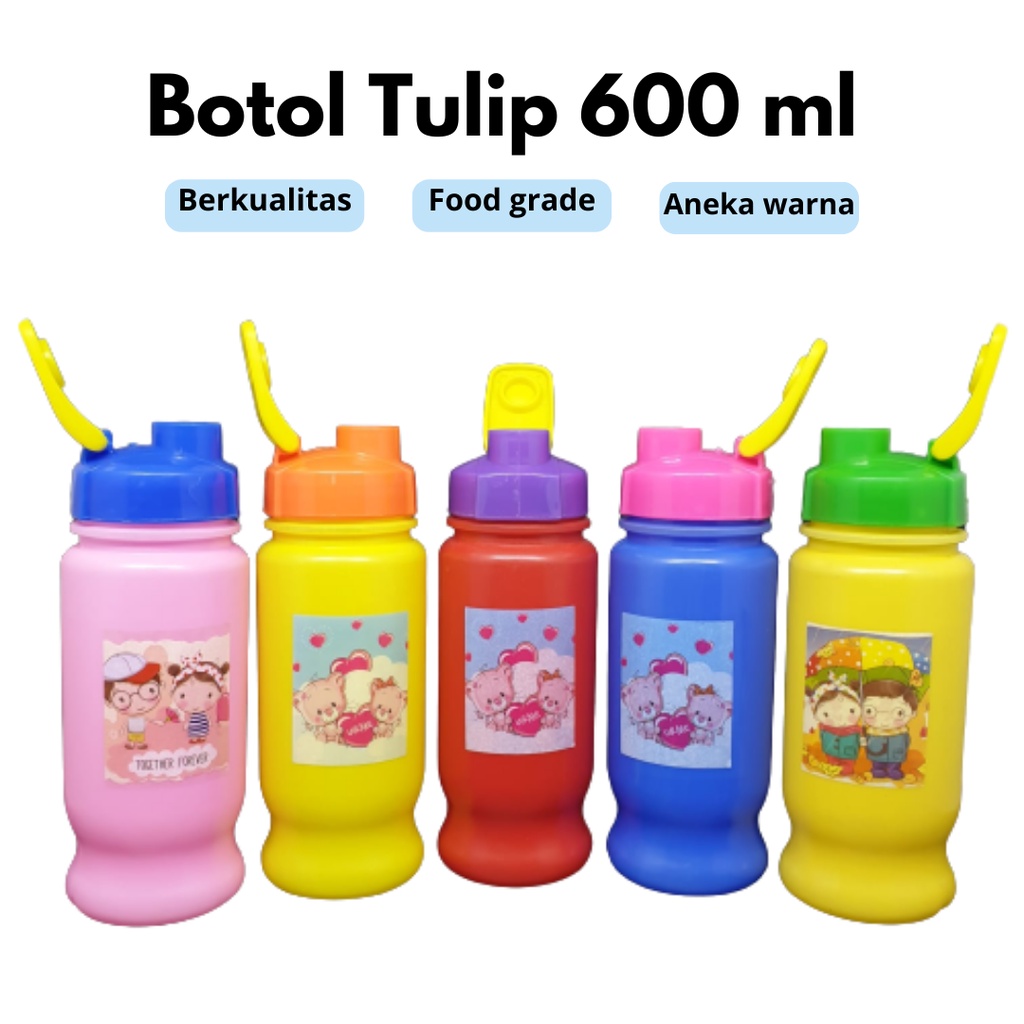 Jual Botol Minum Plastik Botol Air Tulip 600 ml | Souvenir Ultah acara ...