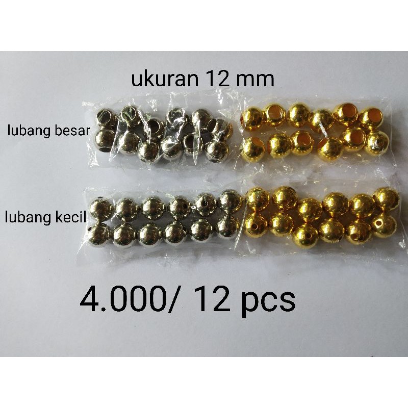 Jual 12 biji Manik mote silver / gold, ukuran 12 mm | Shopee Indonesia