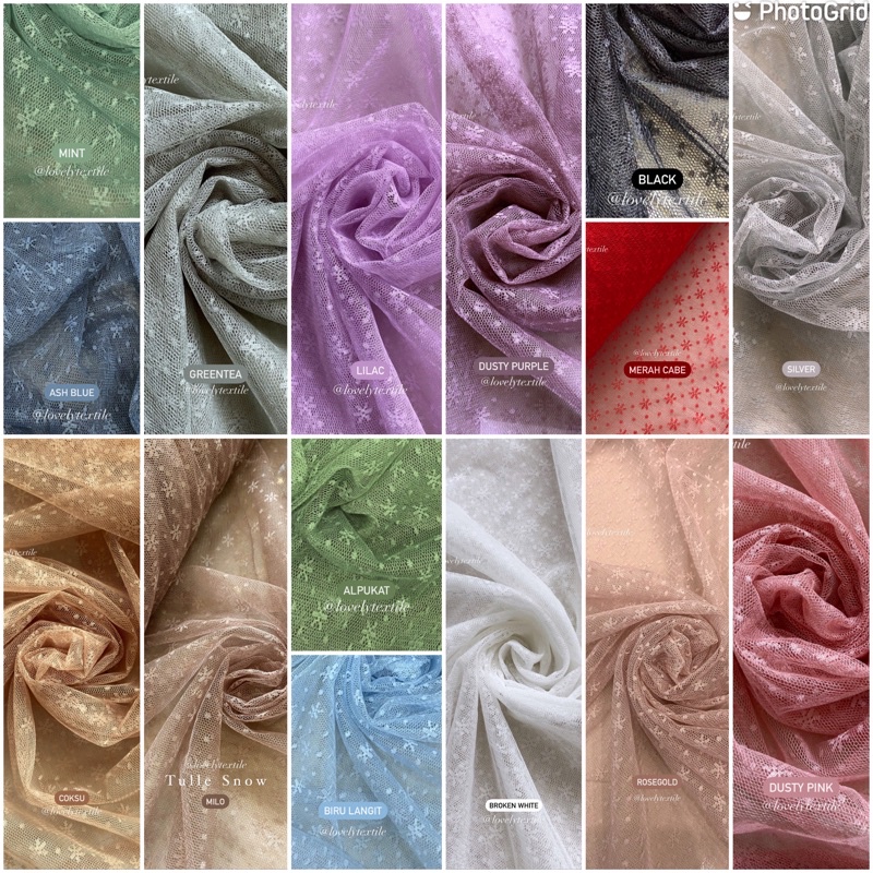Jual Kain Tile Salju Bintang Tille Dot TULLE SNOW FLAKES Kain Kebaya ...