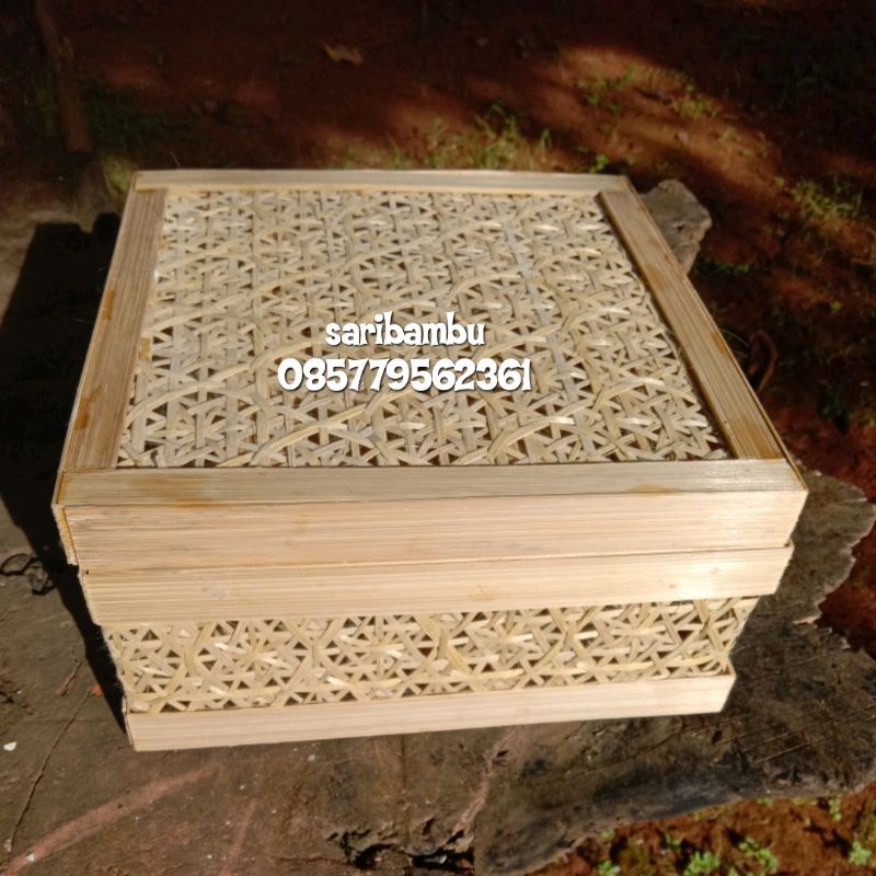 Jual box kotak bambu/box bambu/box truntum/box kotak 25cm/hampers bambu ...