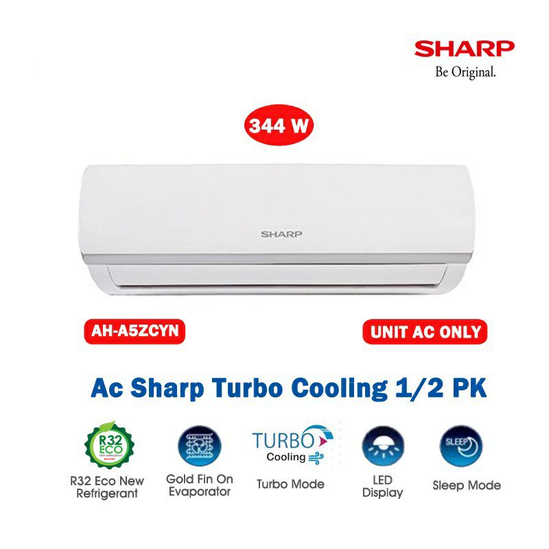 Jual AC SHARP 1/2PK AH-A5ZCYN TURBO cooling | Shopee Indonesia