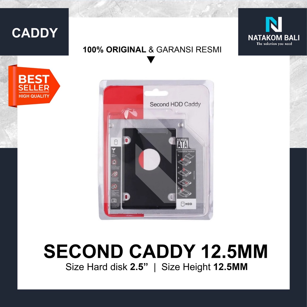 Jual HDD/SSD SECOND CADDY 2.5" UNTUK LAPTOP UKURAN 12.5MM ALUMINIUM ...