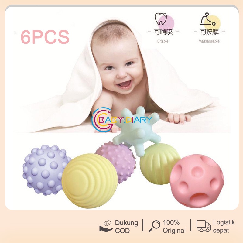 Jual [COD] 6pcs set Bola genggam tangan bayi / bola tangan karet lembut ...