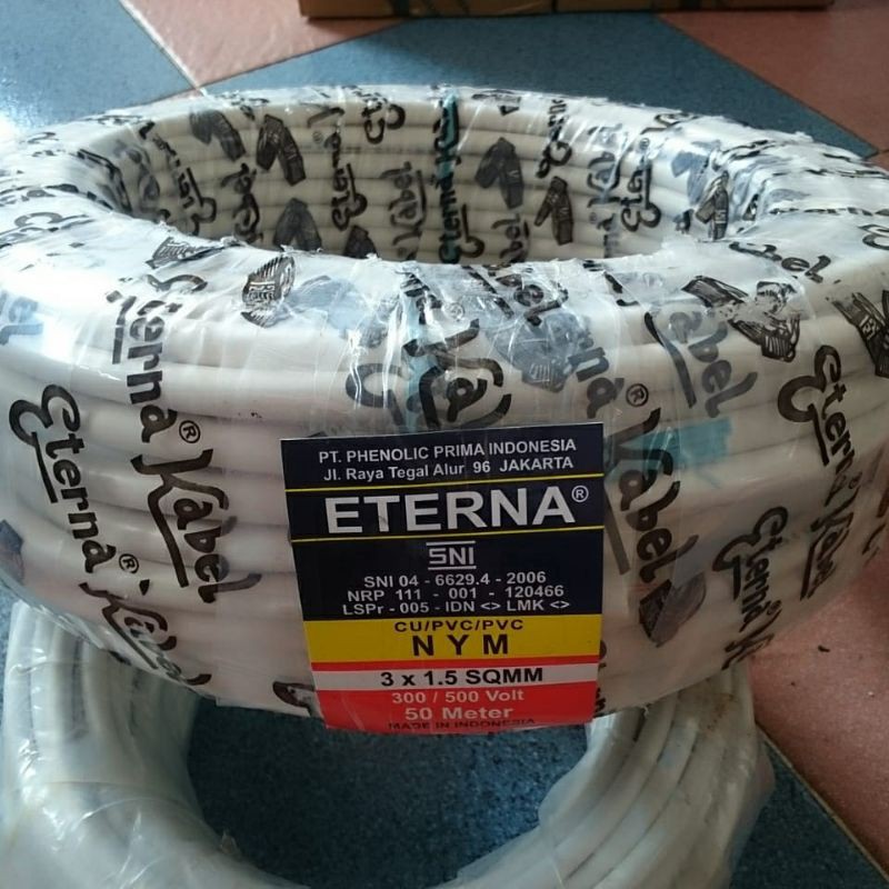 Jual Kabel Eterna NYM 3X1,5 Kabel listrik Eterna 3x1,5 per roll 50 meter | Shopee Indonesia