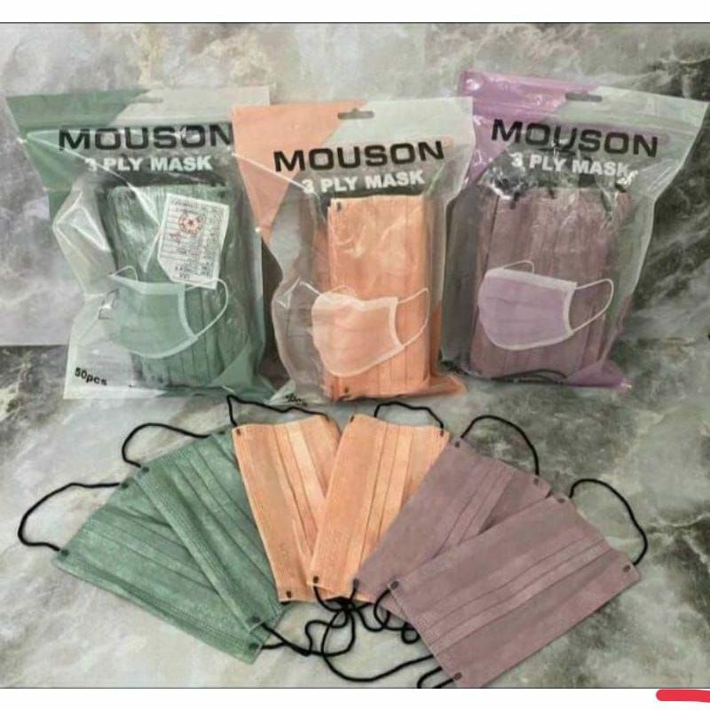 Jual masker 3 ply Mouson embos premium isi 50 pcs | Shopee Indonesia