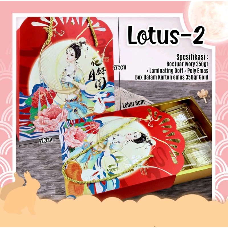 Jual Dus kue bulan box mooncake box lotus (2pc) | Shopee Indonesia