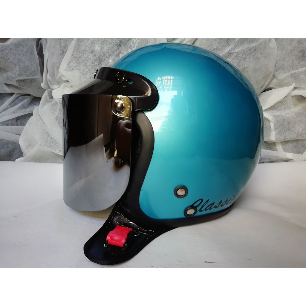 Jual HELM BOGO CLASSIC CAT BIRU MUDA DEWASA KACA DATAR SILVER | Shopee ...