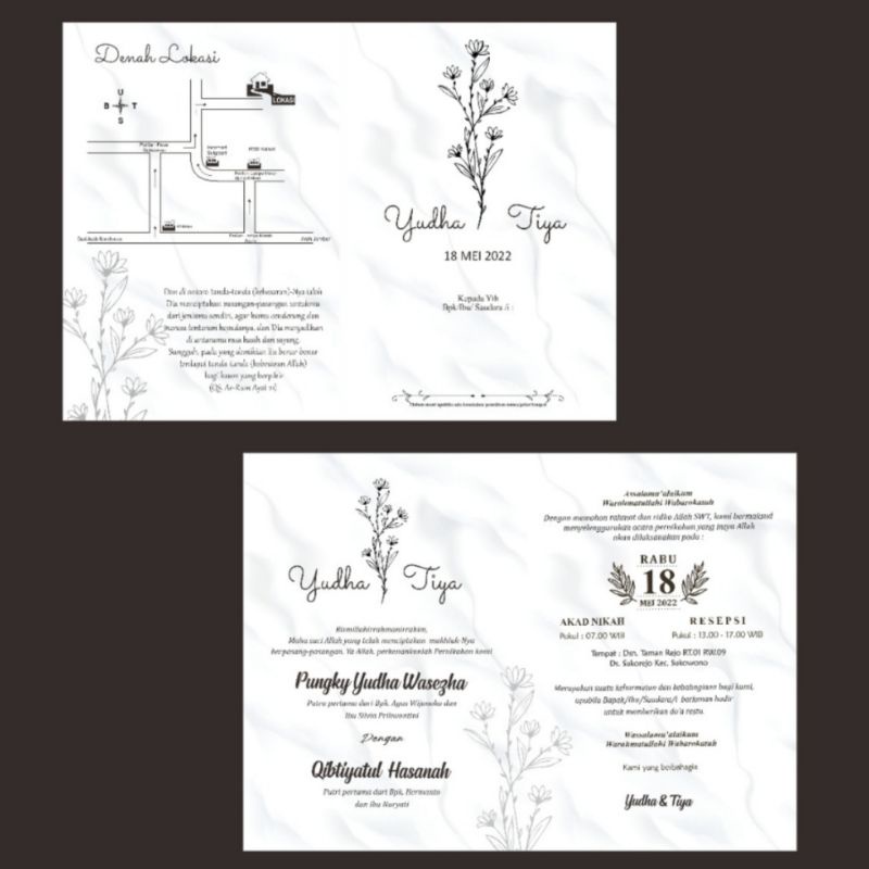 Jual Undangan pernikahan/ Undangan rustik / Undangan Hitam Putih ...