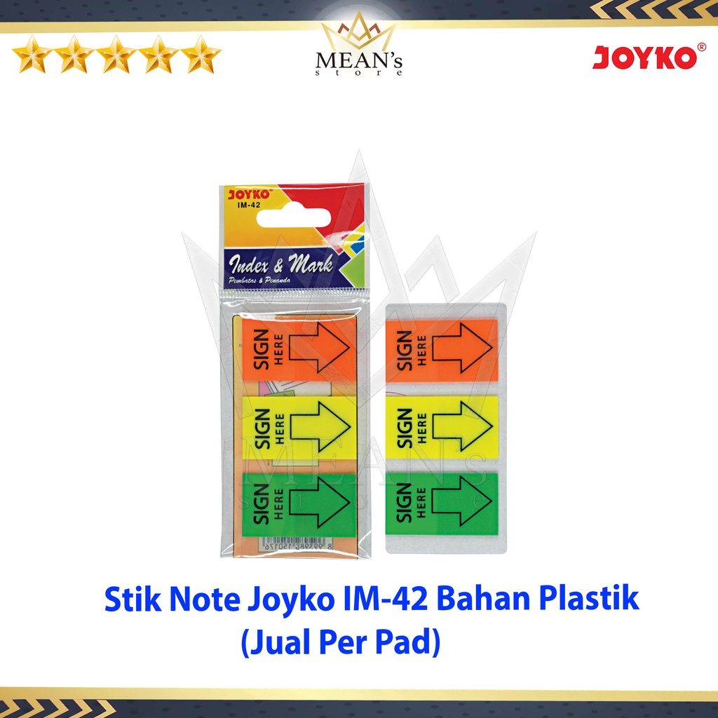 Jual Sticky Note Joyko IM42 Sign Here / Memo Stick Plastik IM-42 ...