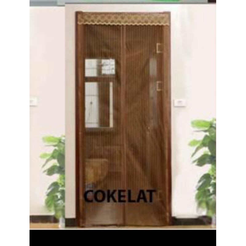 Jual tirai magnet / pintu jaring anti nyamuk (coklat polos) | Shopee ...