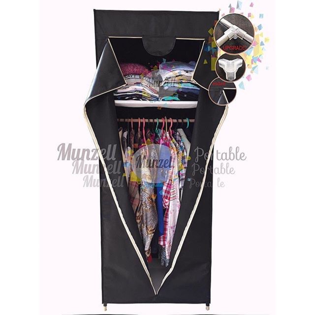 Jual Lemari Kain Portable MUNZELL Type LPF 02 (HITAM) Lemari Pakaian ...