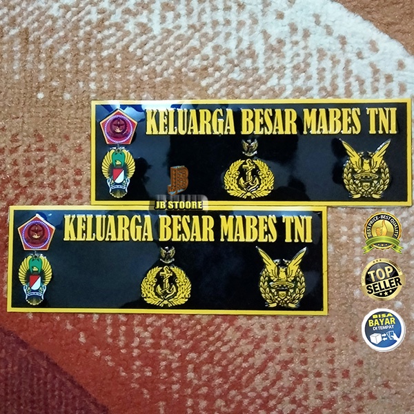 Jual Stiker Mabes TNI KB Hitam Panjang Timbul Sepasang / Stiker Plat KB ...