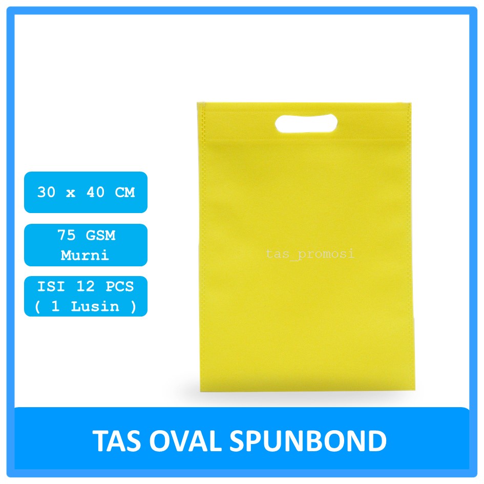 Jual Goodie Bag Spunbond Oval 30x40 Kuning Satuan / Tas Spunbond Polos ...